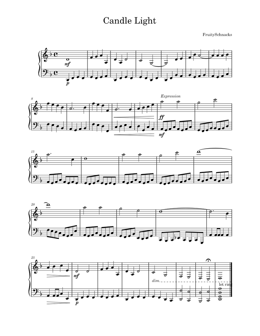 Candle Light Sheet music for Piano (Solo) Easy | Musescore.com