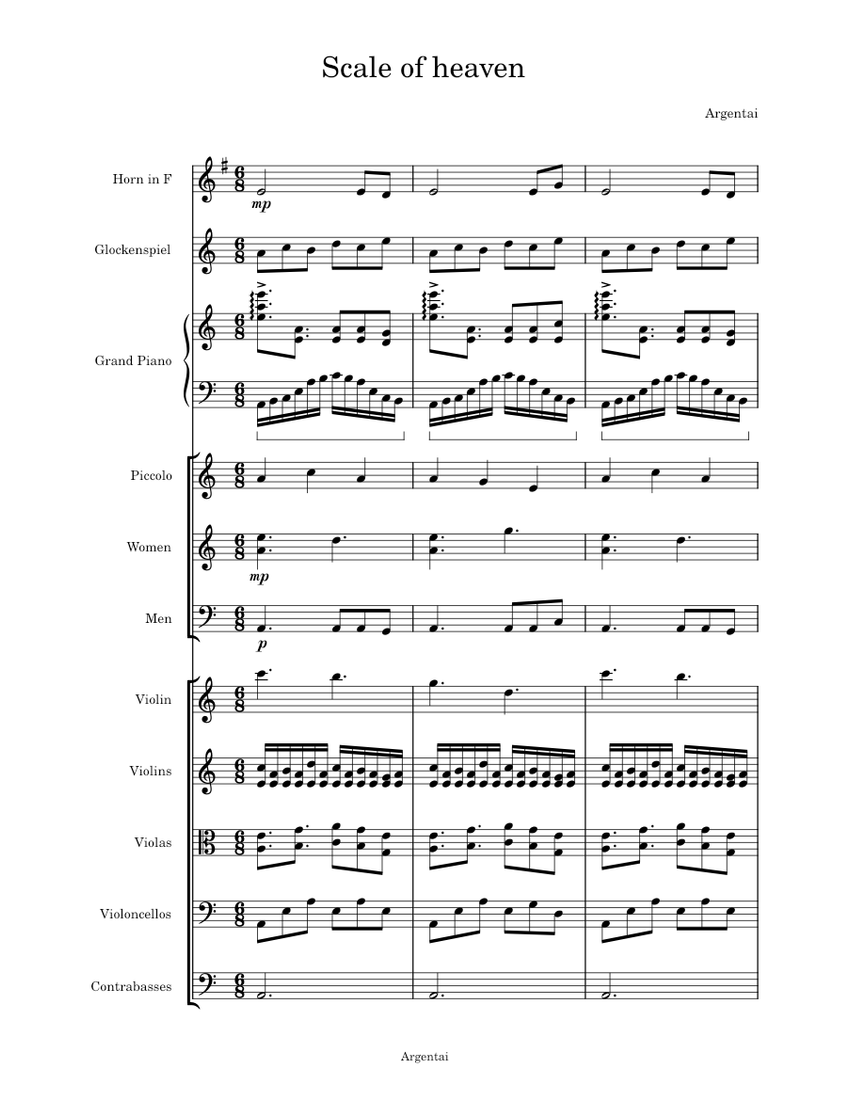 Scale of heaven - Argentai Sheet music for Violin, French Horn, Strings ...