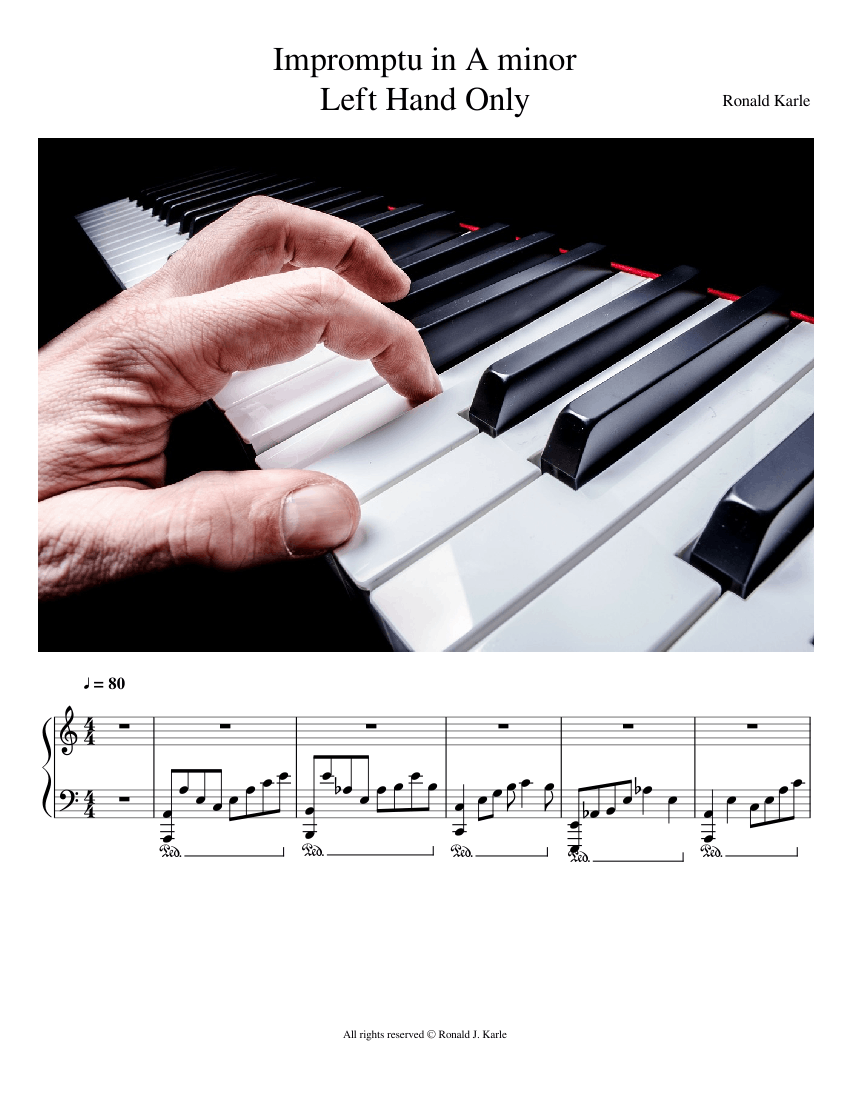 Impromptu in A minor Left Hand Only Sheet music for Piano (Solo) Easy ...