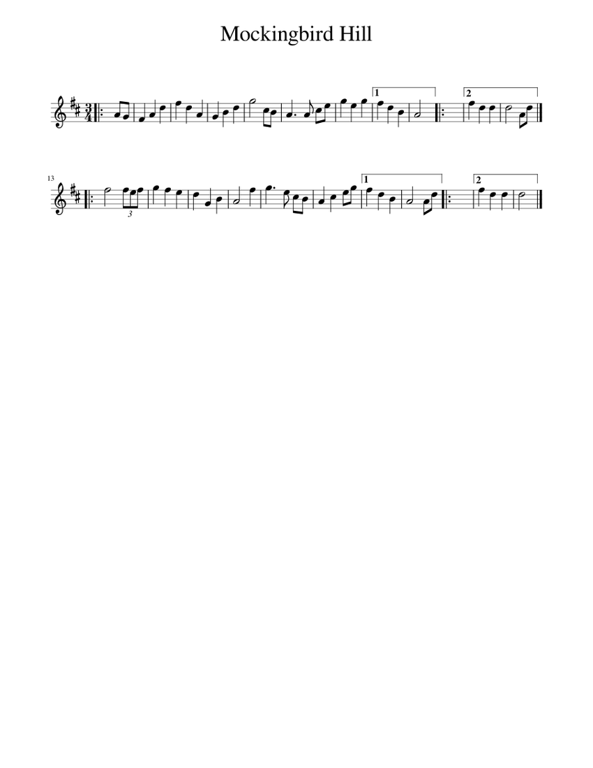 Mockingbird Hill Sheet music for Piano (Solo) | Musescore.com