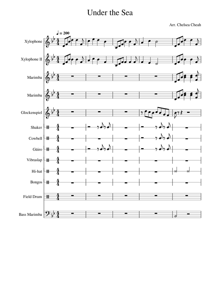 Under the Sea! Sheet music for Glockenspiel, Snare drum, Drum group ...