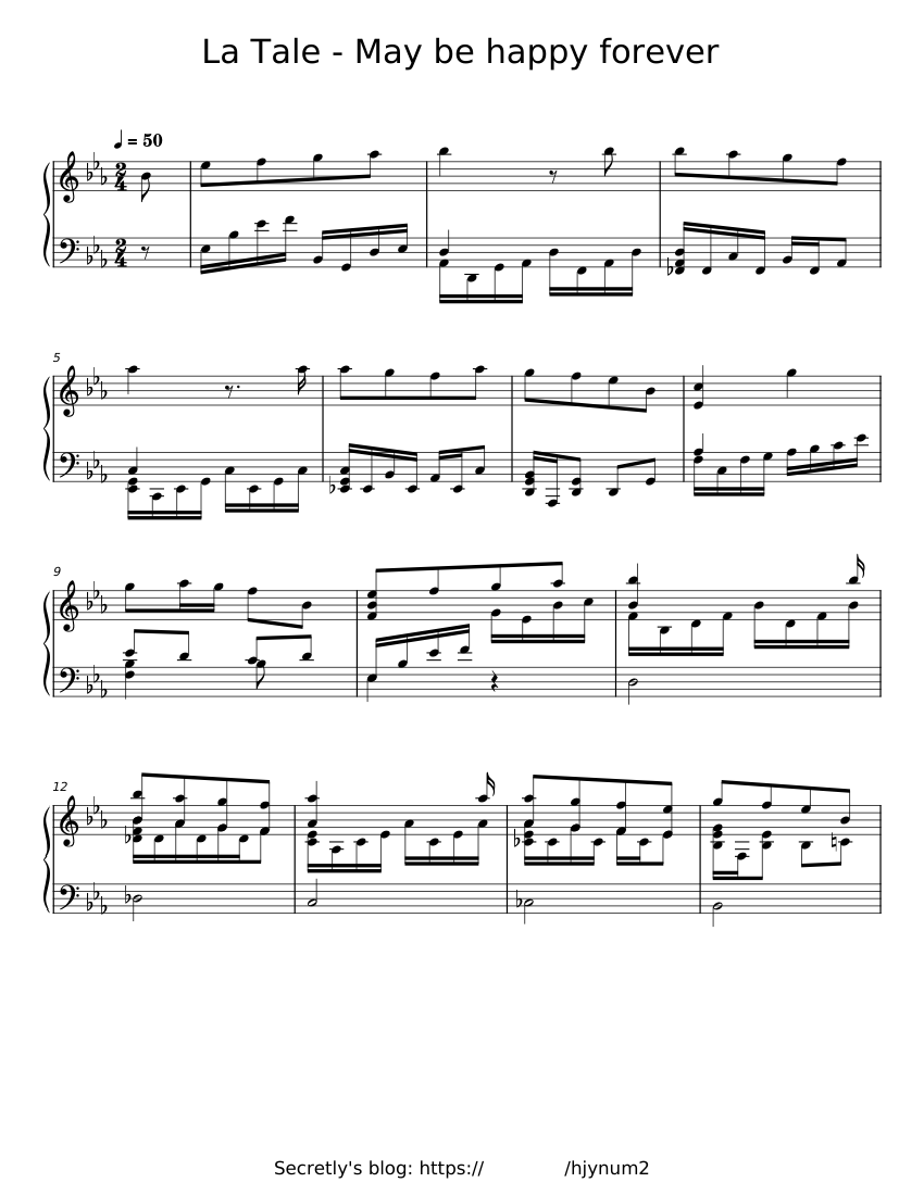 May Be Happy Forever - LaTale Sheet Music for Piano (Piano Duo ...
