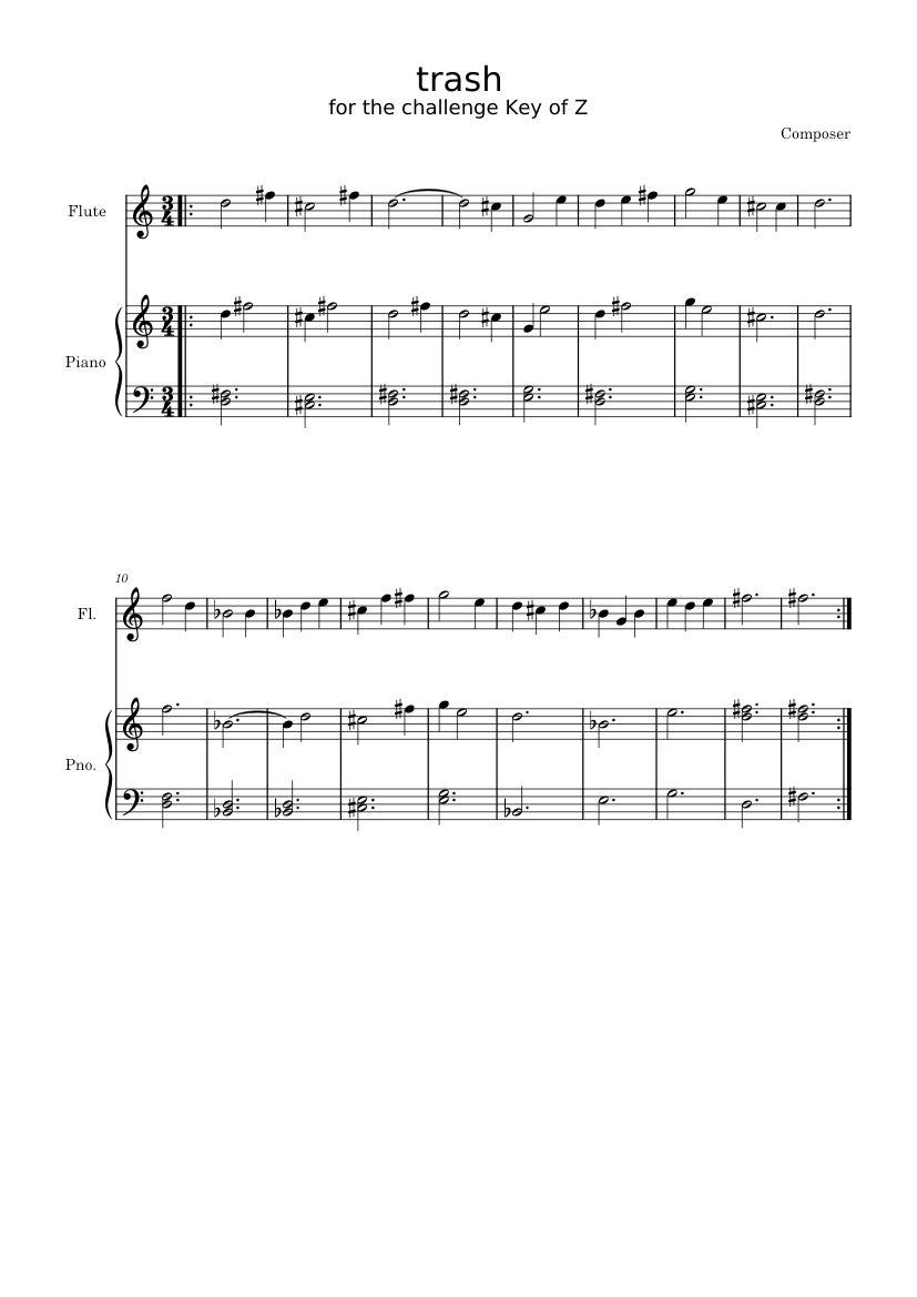 Key of Z challenge Sheet music for Piano, Flute (Solo) | Musescore.com