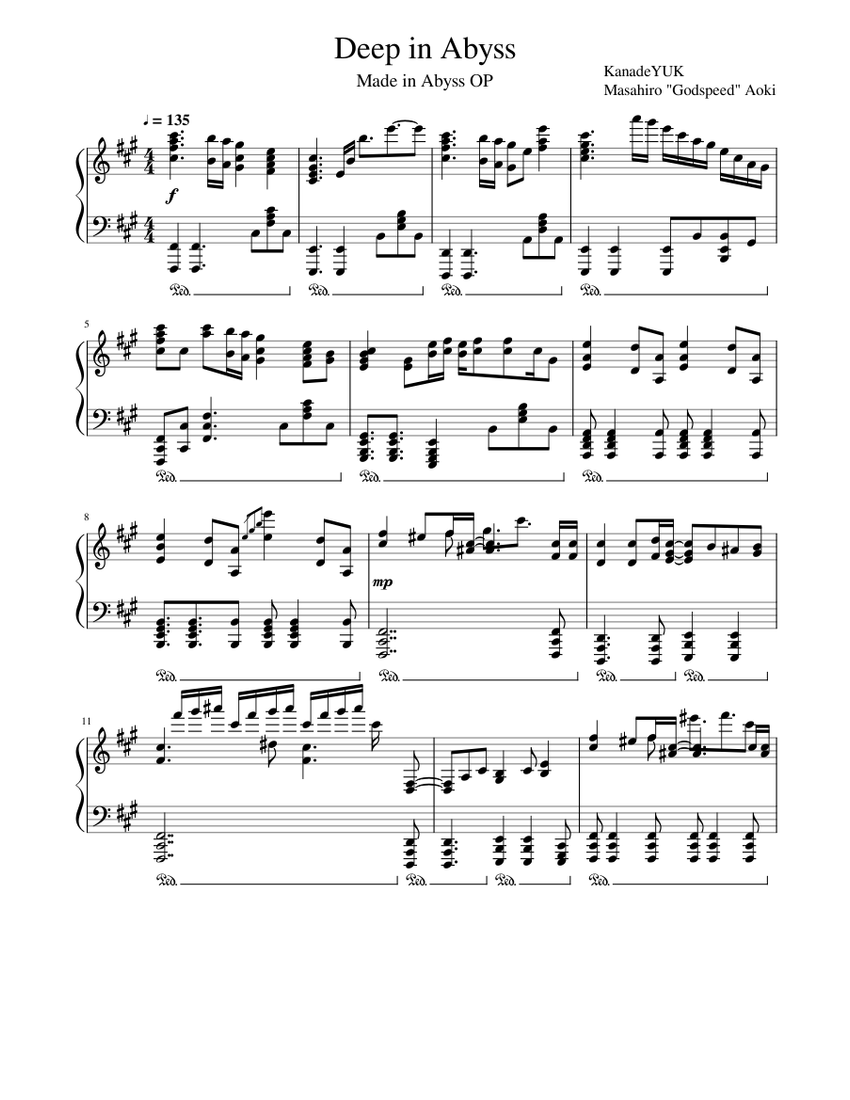 Deep in Abyss (Made in Abyss OP, Full Version) Sheet music for Piano ...