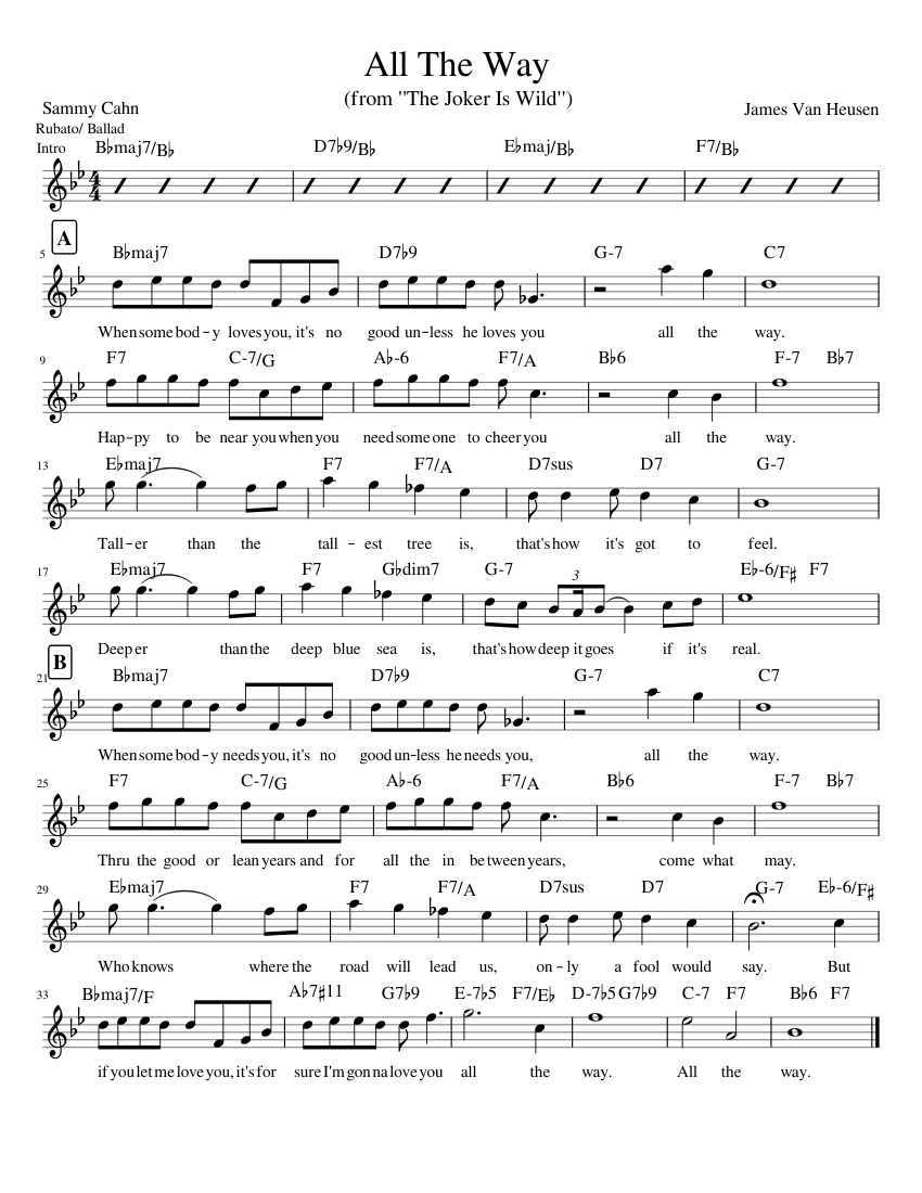 All the way - Frank Sinatra Sheet music for Piano (Solo) Easy ...