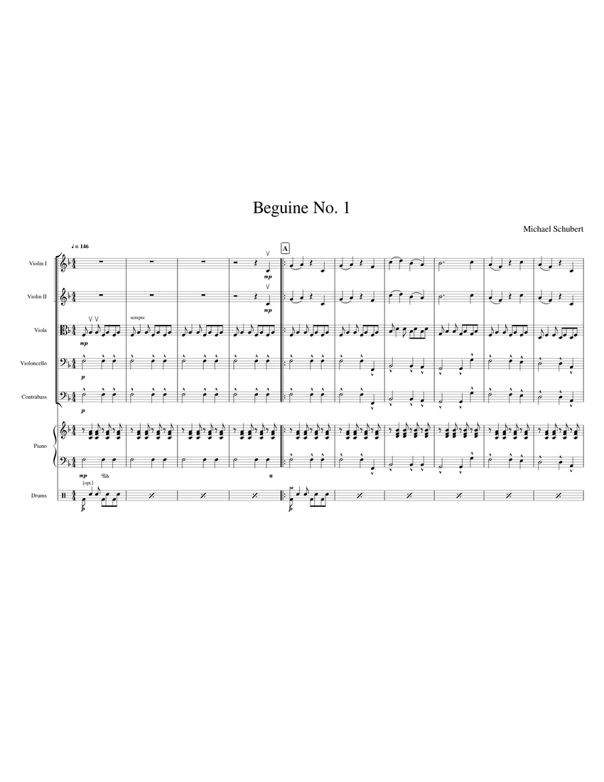 Beguine No 1 Sheet music for Piano, Contrabass, Violin, Viola & more ...