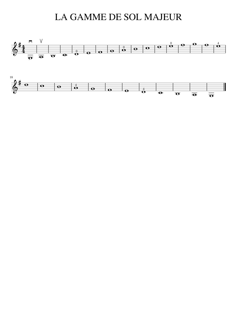 LA GAMME DE SOL MAJEUR Sheet music for Violin (Solo) | Musescore.com