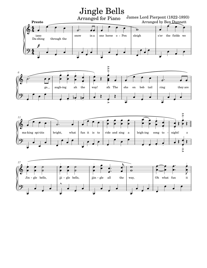 Jingle-Bells-Piano Sheet music for Piano (Solo) Easy | Musescore.com