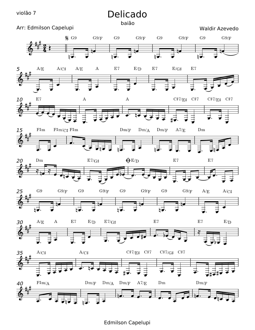 Delicado - Waldir Azevedo Sheet Music for Guitar (Solo) | MuseScore.com