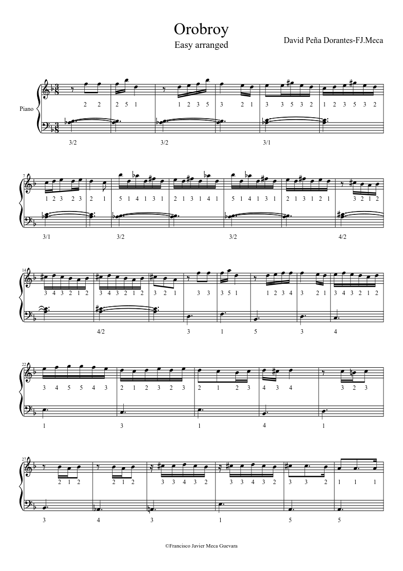 Orobroy- Easy arranged Sheet music for Piano (Solo) | Musescore.com