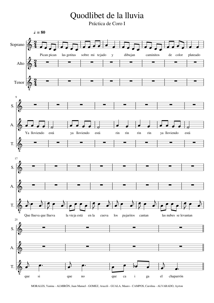 Quodlibet de la lluvia Sheet Music for Soprano, Alto, Tenor (Choral ...