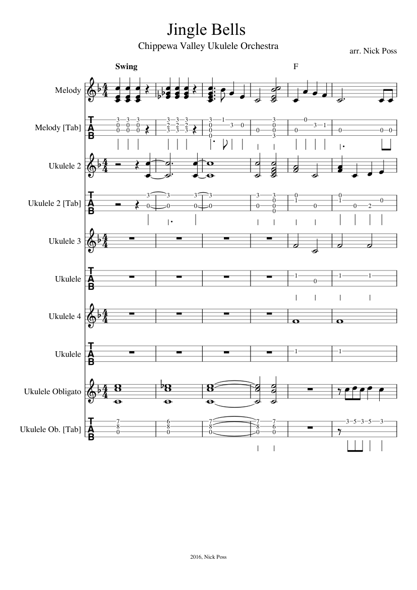 Jingle Bells for Ukulele Orchestra Sheet music for Ukulele (Mixed ...