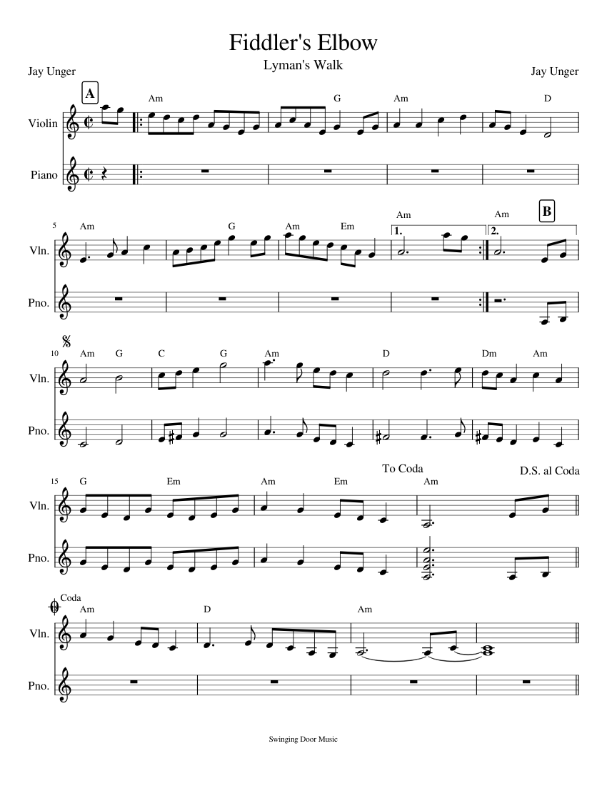 Fiddler's Elbow Sheet music for Piano, Violin (Solo) | Musescore.com