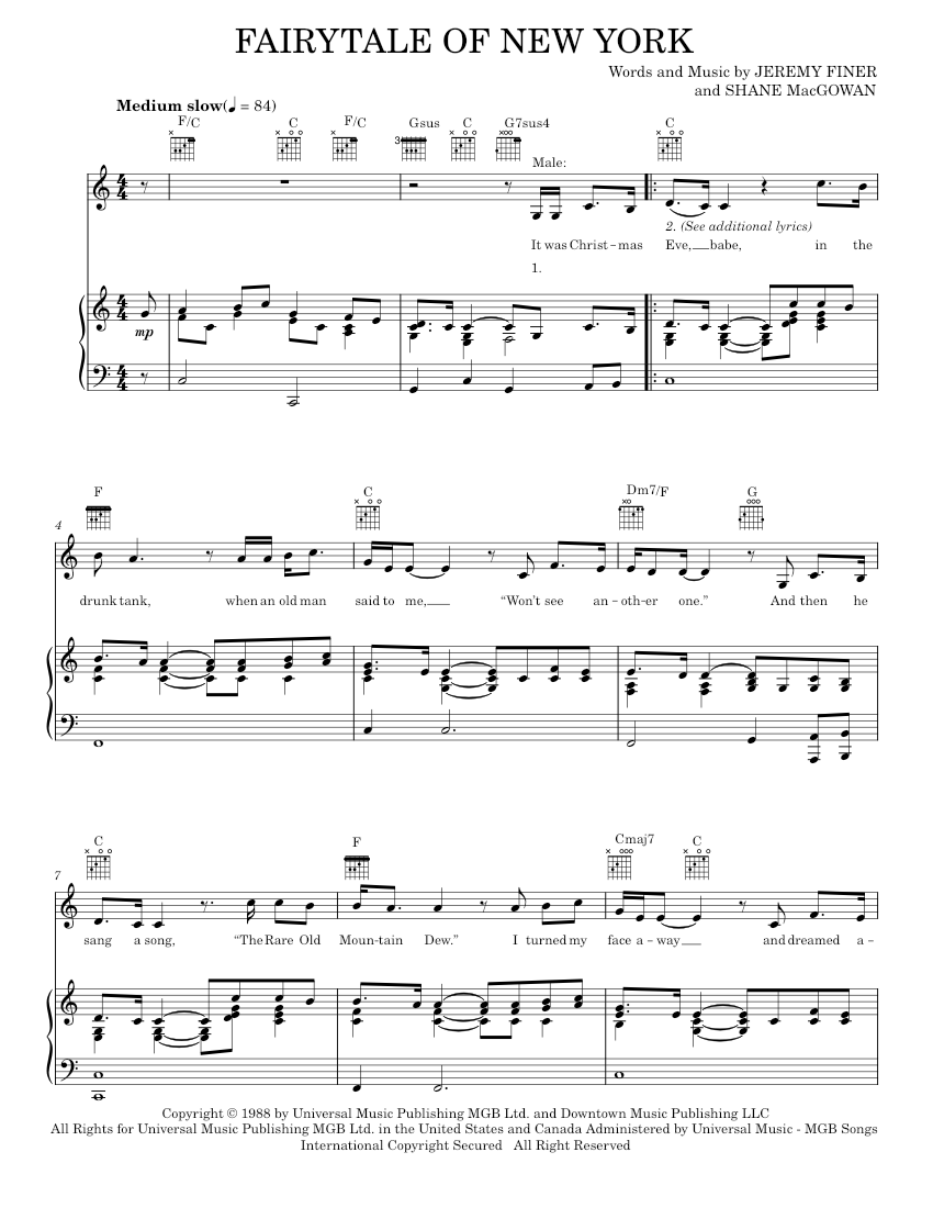 Play Official version of Fairytale of New York sheet music by The ...