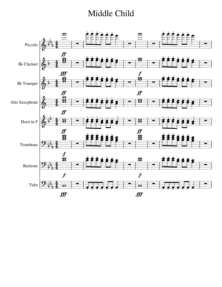 Middle Child Sheet music for Trumpet (In B Flat), Trombone, Clarinet ...