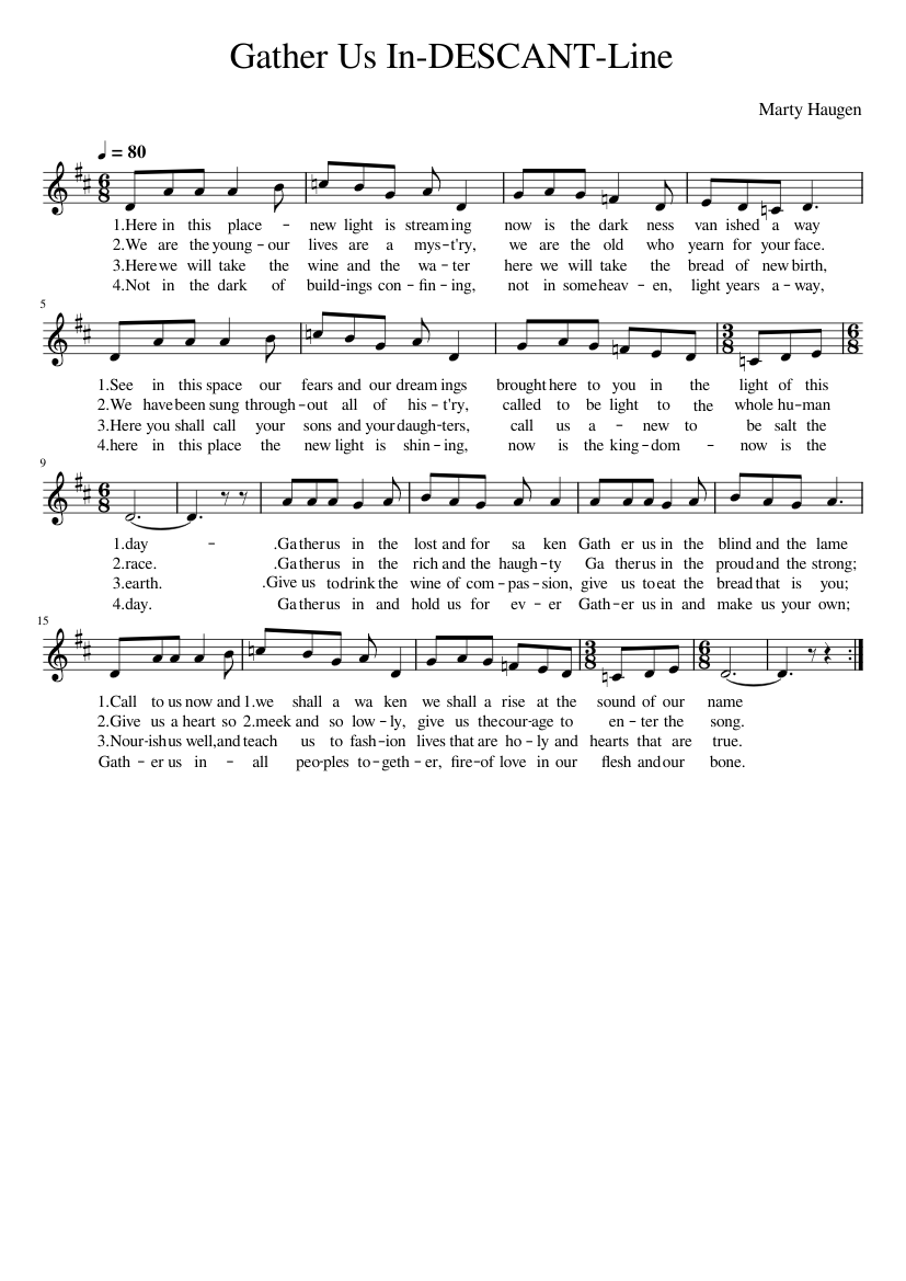 Gather Us In-DESCANT Line Sheet music for Piano (Choral) Easy ...