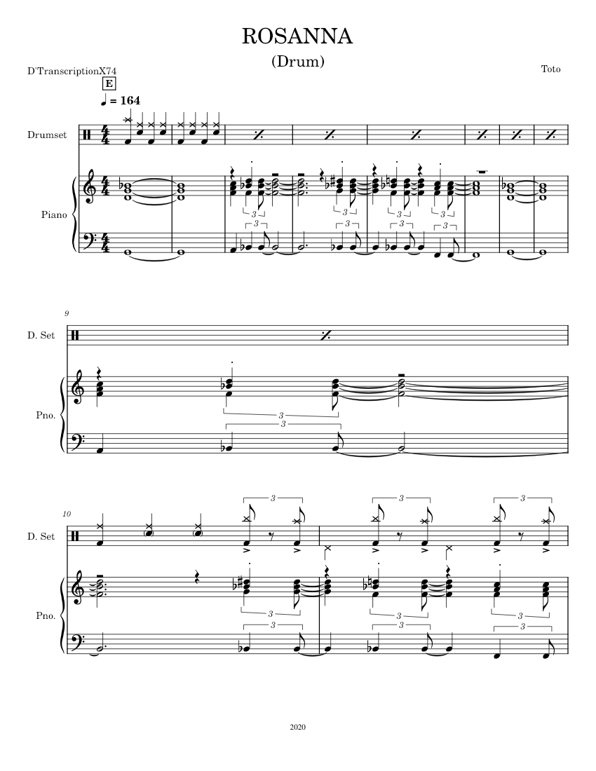 ROSANNA BREAKDOWN Sheet music for Piano, Drum group (Mixed Duet ...