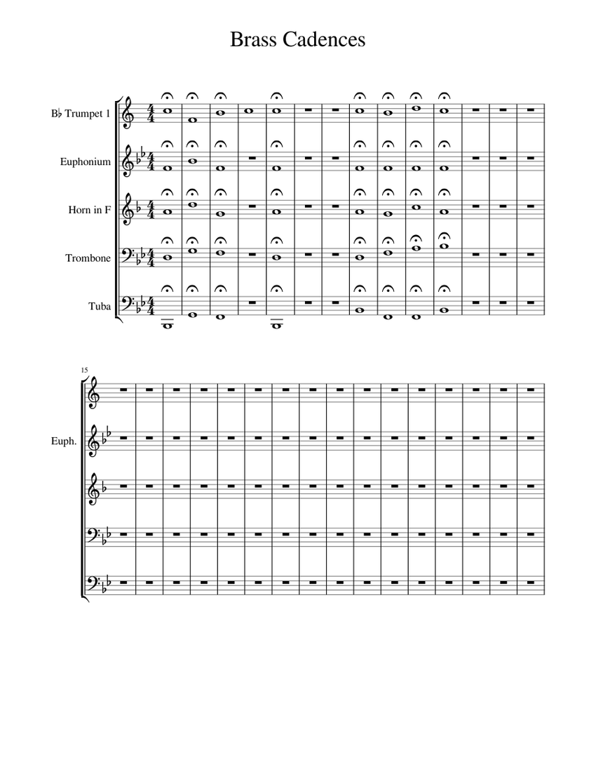 Brass Cadences Sheet music for Trombone, Euphonium, Tuba, Trumpet in b ...