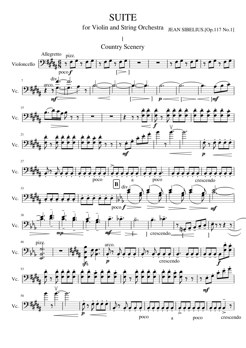 SUITE for Violin and String Orchestra Sheet music for Cello (String ...