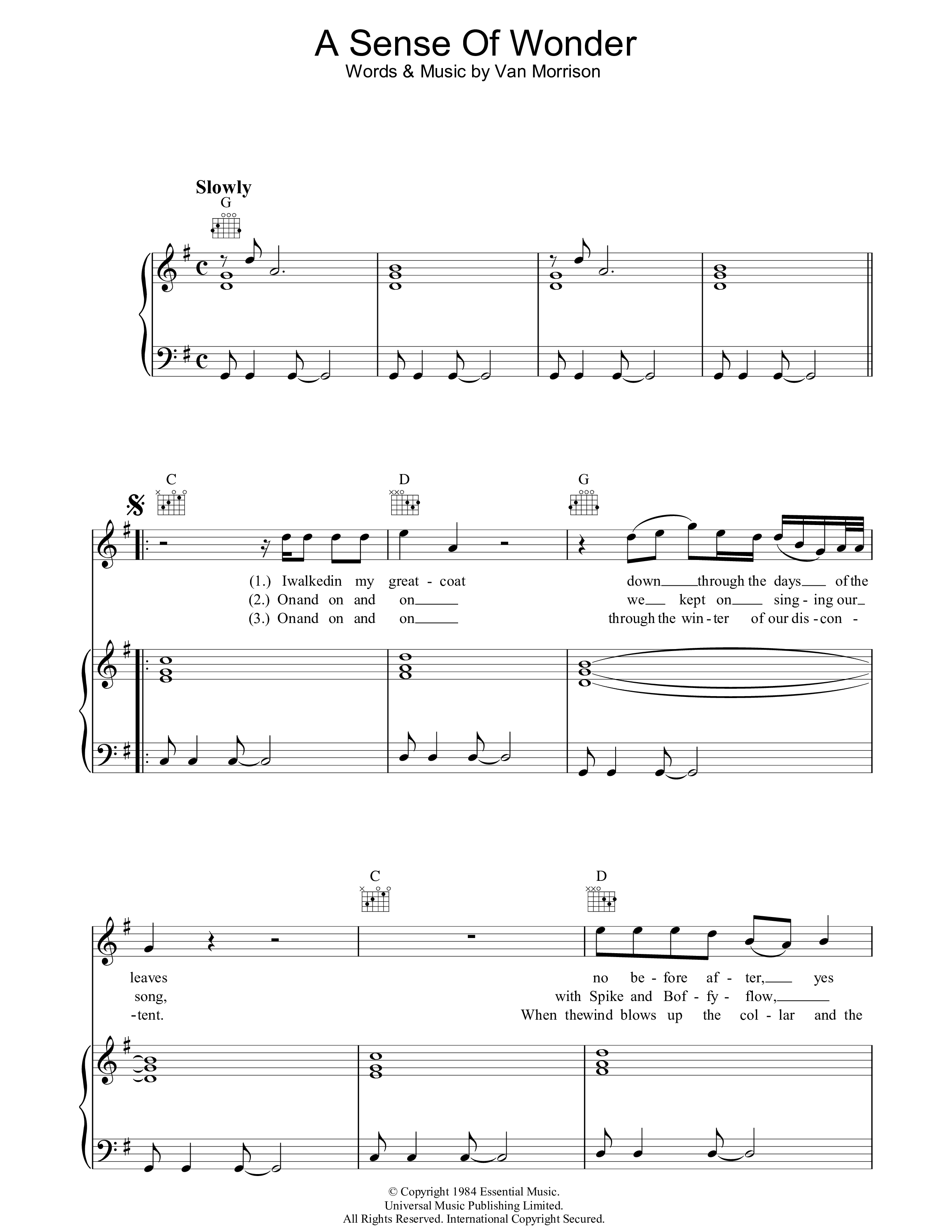 a sense of wonder Sheet music by Van Morrison Official | MuseScore.com