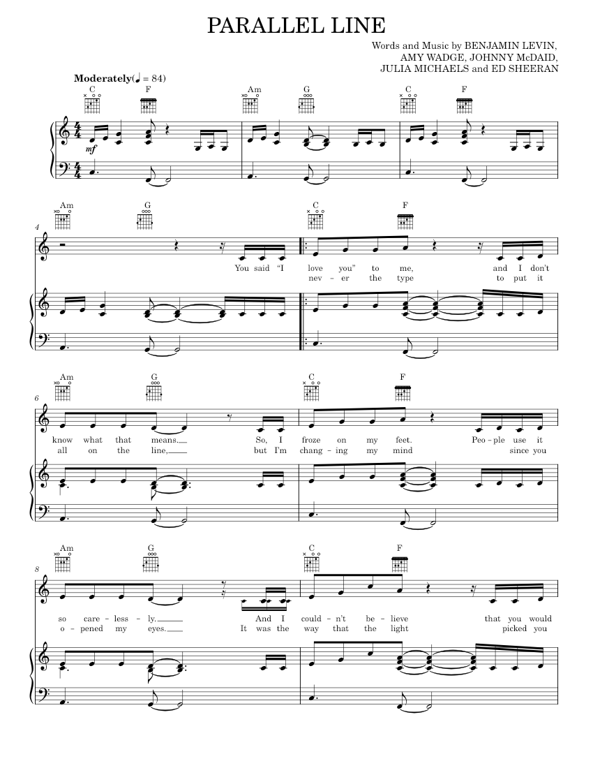 Play Official version of Parallel line Sheet Music by Keith Urban for Piano, Vocals | MuseScore.com