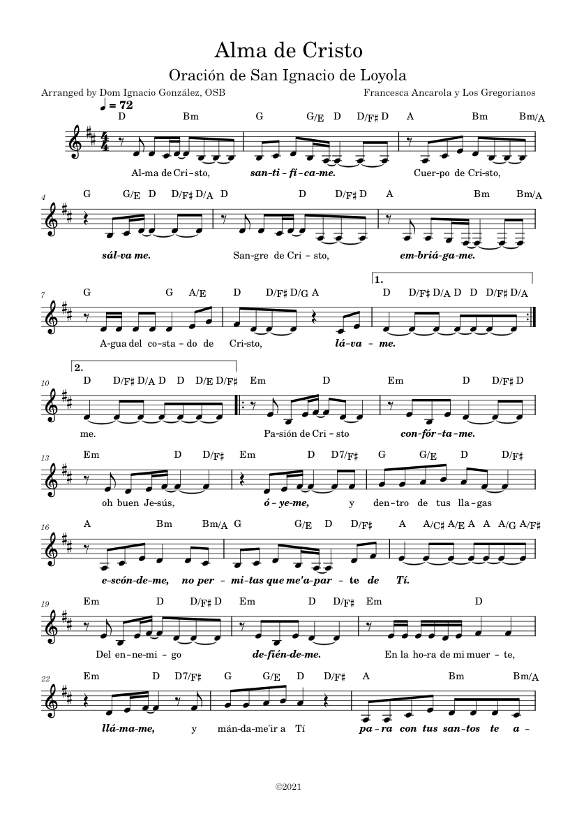 Alma de Cristo – Los Gregorianos Sheet Music with Chords for Piano (Solo) Easy | MuseScore.com
