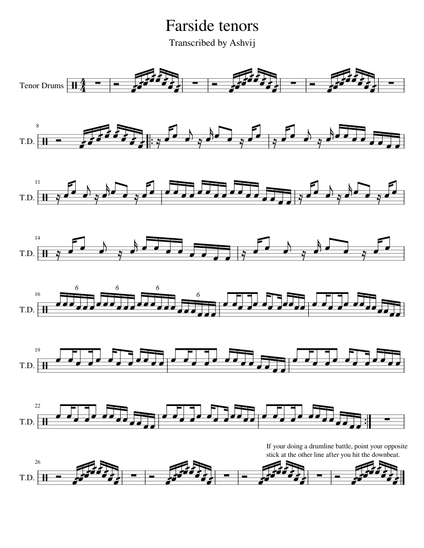 Farside_tenors Sheet music for Tenor drum (Marching Band) | Musescore.com