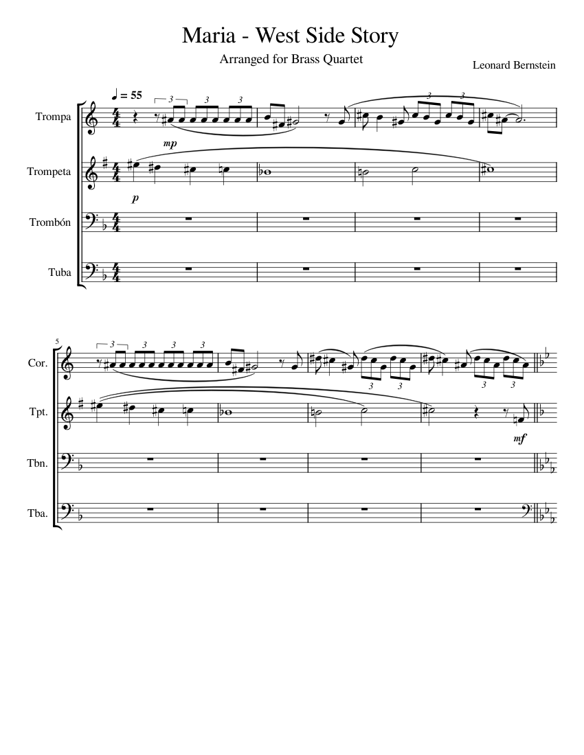 Maria (West Side Story) – Leonard Bernstein Maria (West Side Story) – Sheet Music for Trombone ...