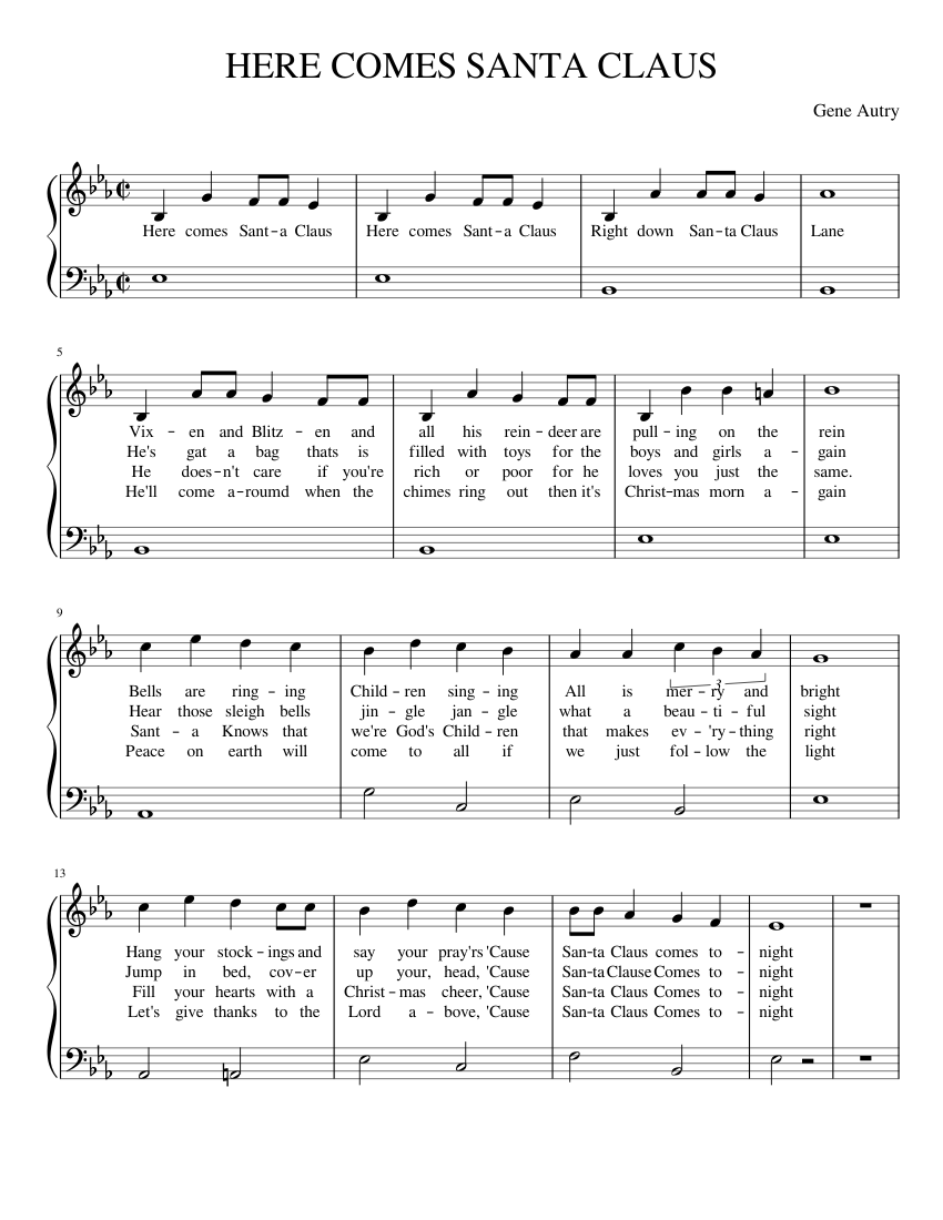 HERE COMES SANTA CLAUS Sheet music for Piano (Solo) | Musescore.com