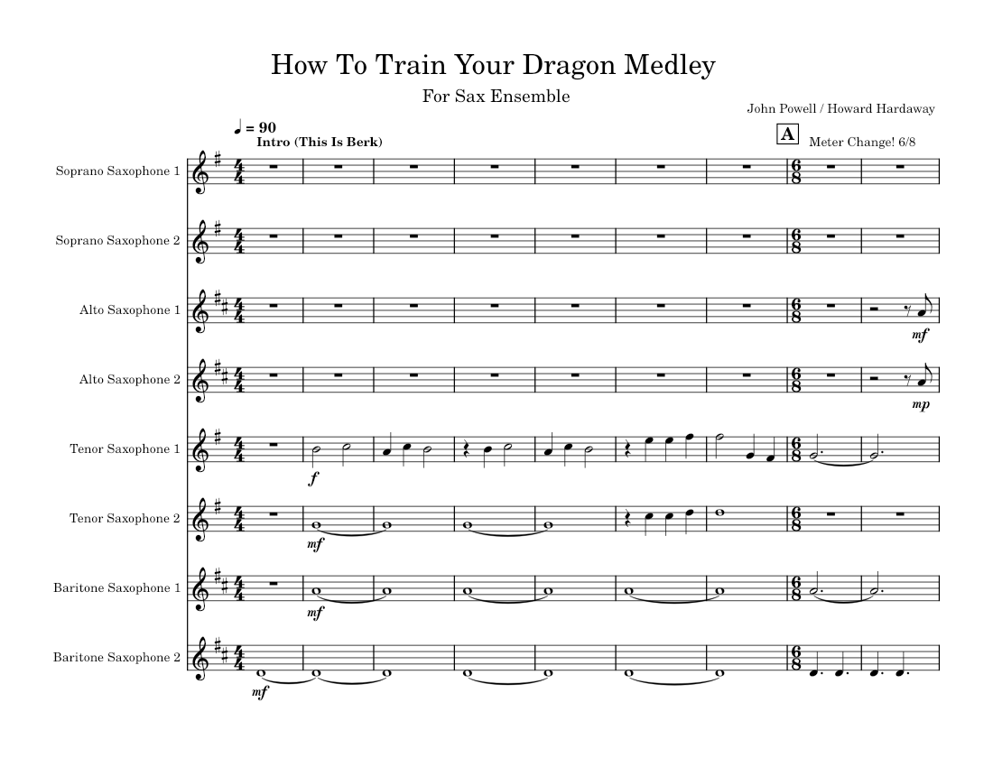 How to train your Dragon Medley – John Powell Sheet music for Saxophone ...