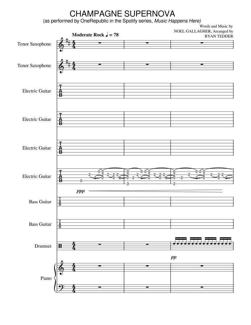 Champagne Supernova (as performed by OneRepublic in the Spotify series ...