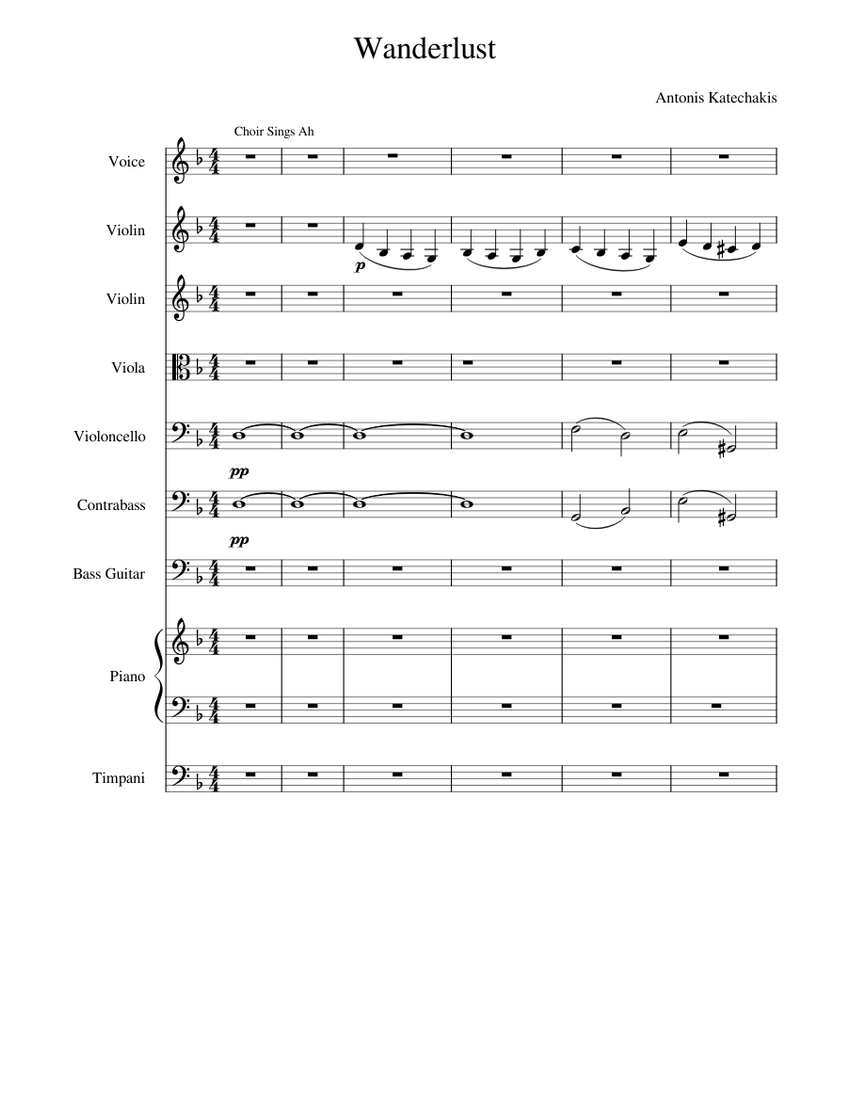 Wanderlust Sheet music for Piano, Vocals, Contrabass, Timpani & more ...