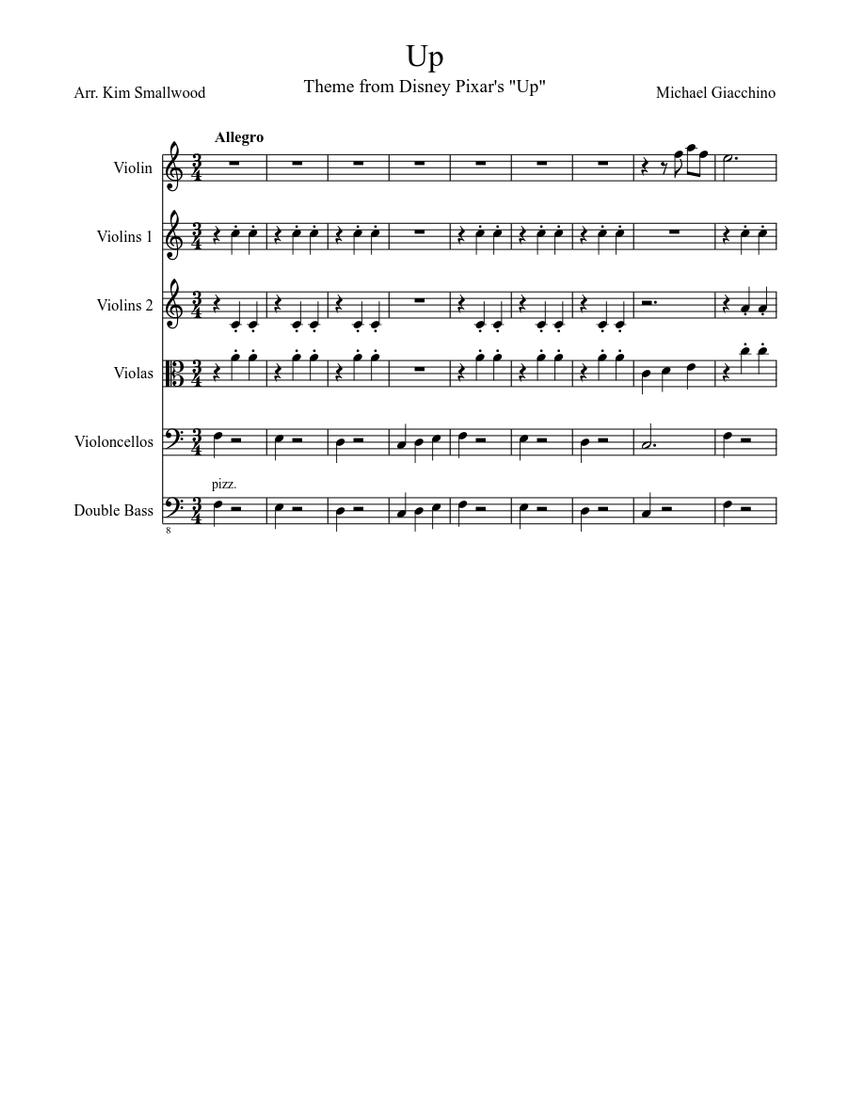 Theme from Disney/Pixar's "Up" Sheet music for Violin (Solo ...