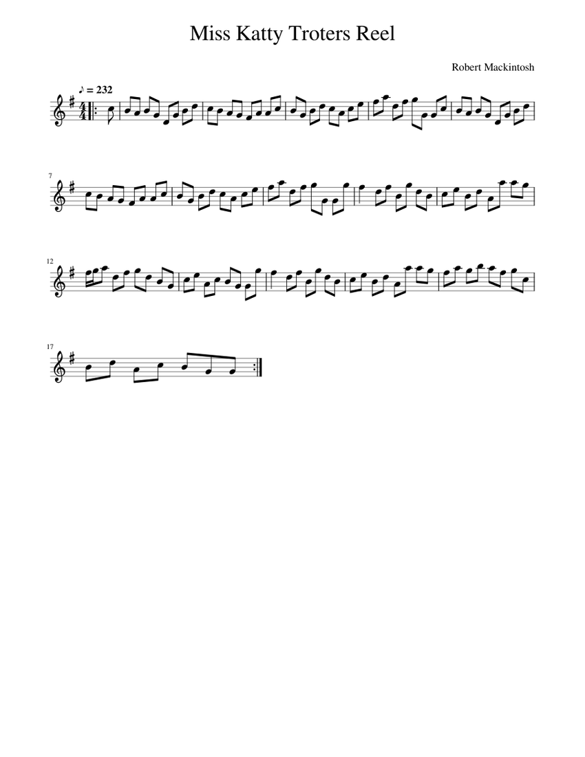 Robert Mackintosh - Miss Katty Troters Reel Sheet music for Piano (Solo ...