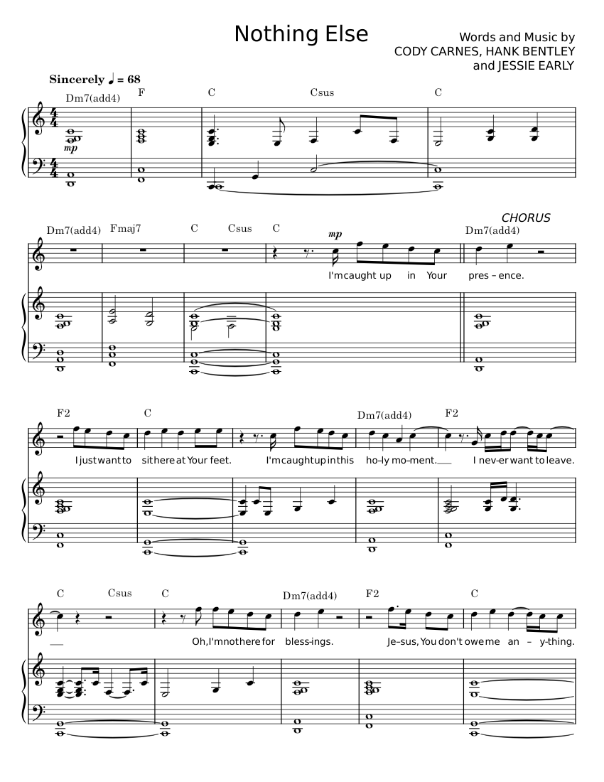 Nothing else - Cody Carnes Sheet Music for Piano, Synthesizer (Mixed ...