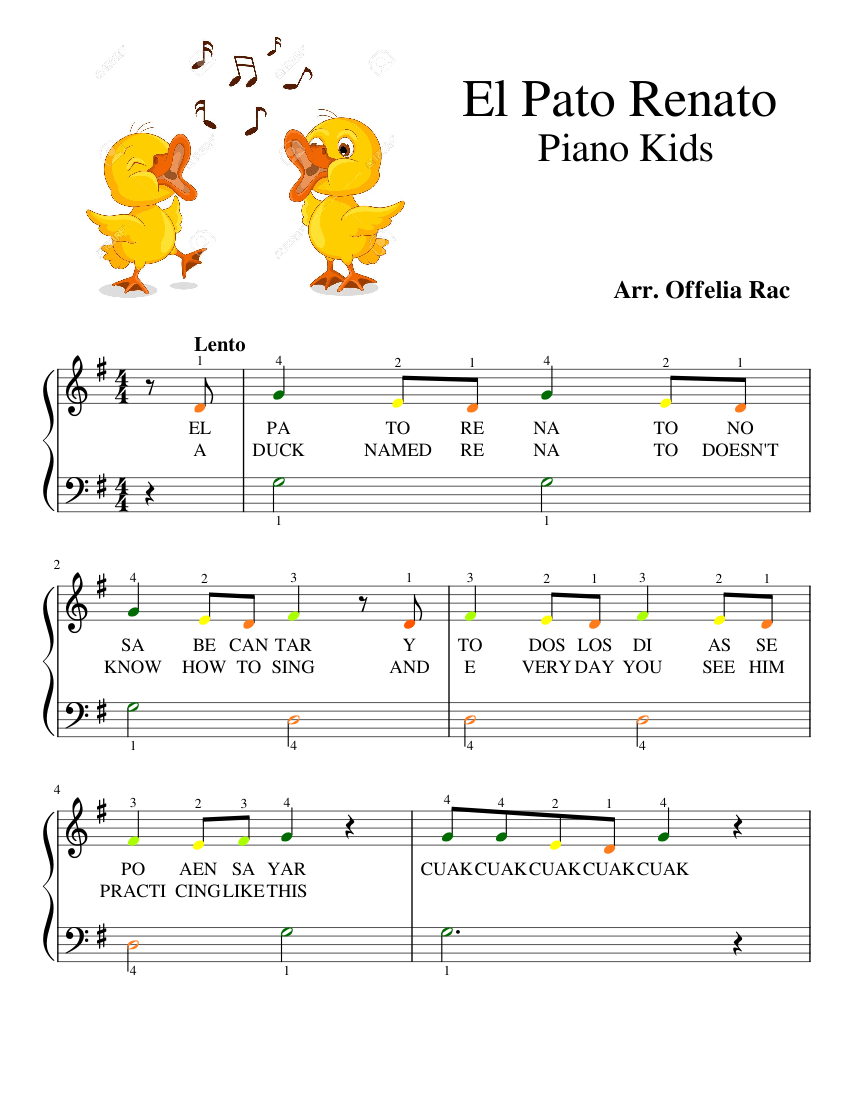 El Pato Renato/ A Duck Named Renato Piano Kids Sheet music for Piano ...
