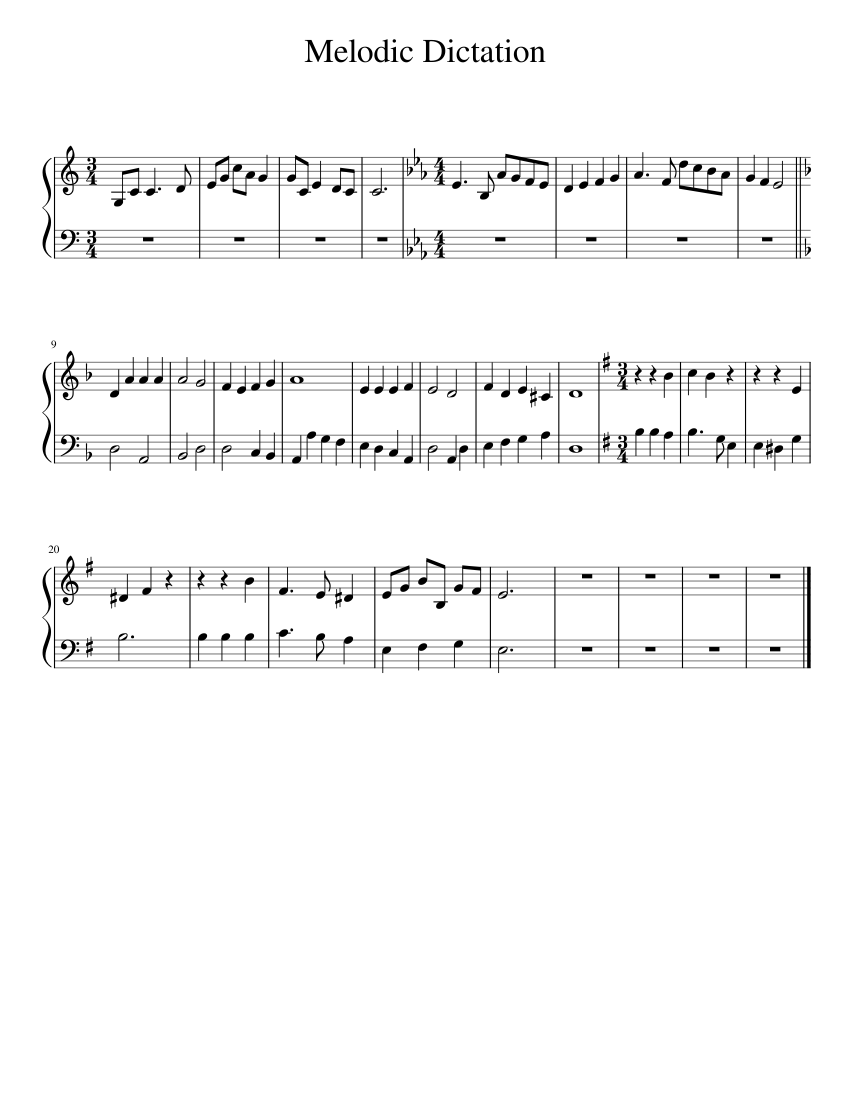 Melodic Dictation week 4 Sheet music for Piano (Solo) Easy | Musescore.com