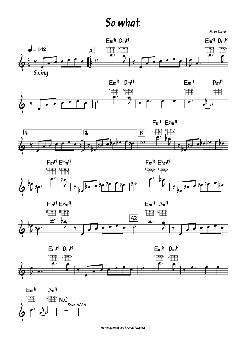 So what – Miles Davis So what Sheet Music with Chords for Piano (Jazz ...