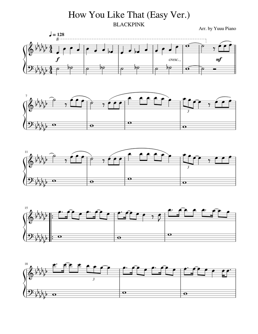 How You Like That (Easy Ver.)– BLACKPINK Sheet music for Piano (Solo) | Musescore.com