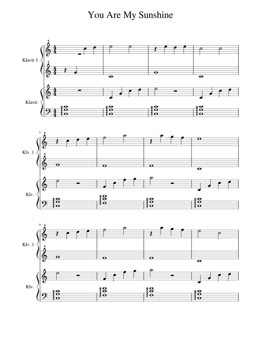 You Are My Sunshine Sheet music for Piano (Piano Duo) | Musescore.com