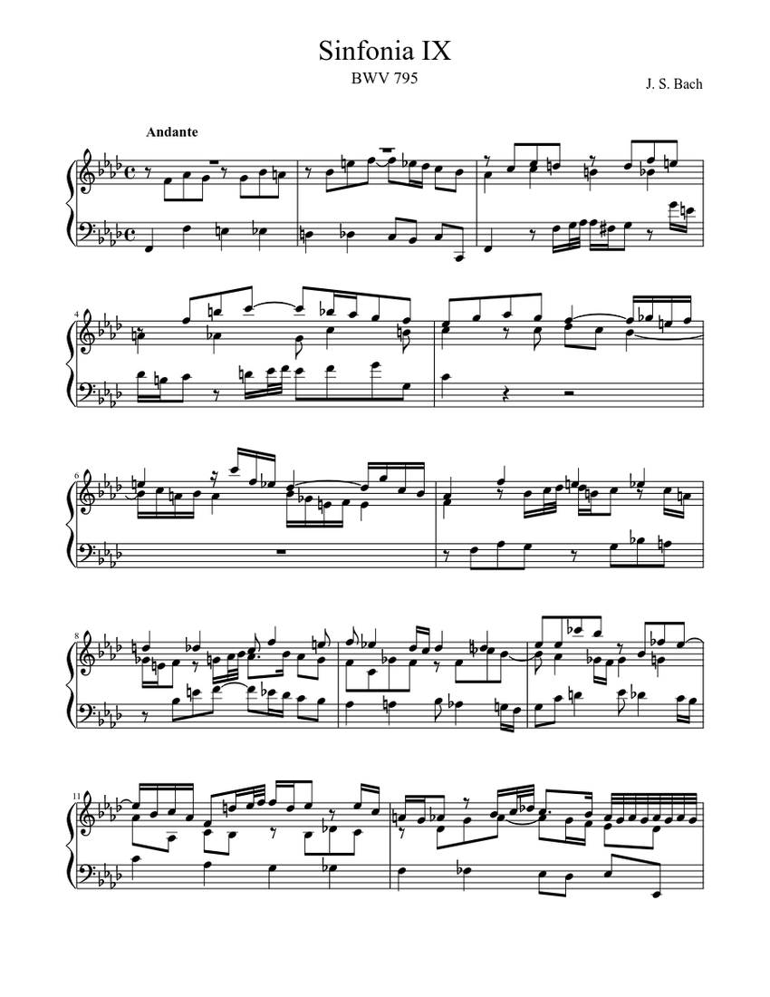 BWV 795 Sinfonia IX Sheet music for Harp (Solo) | Musescore.com