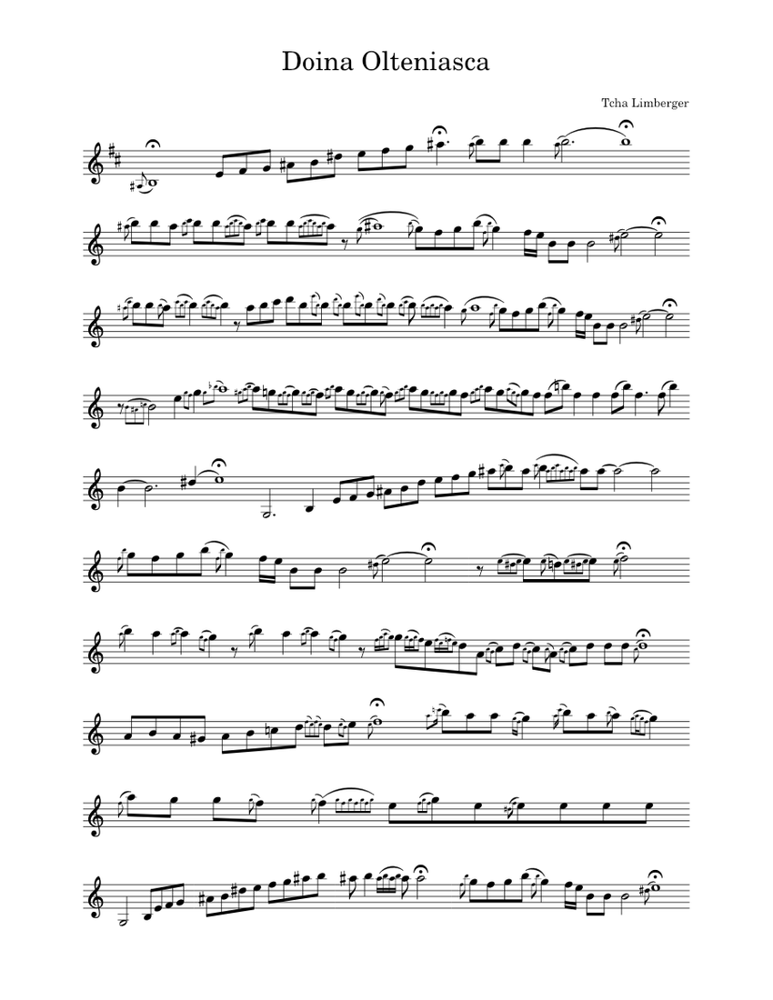 Doina Olteniasca – Tcha Limberger Sheet music for Violin (Solo ...