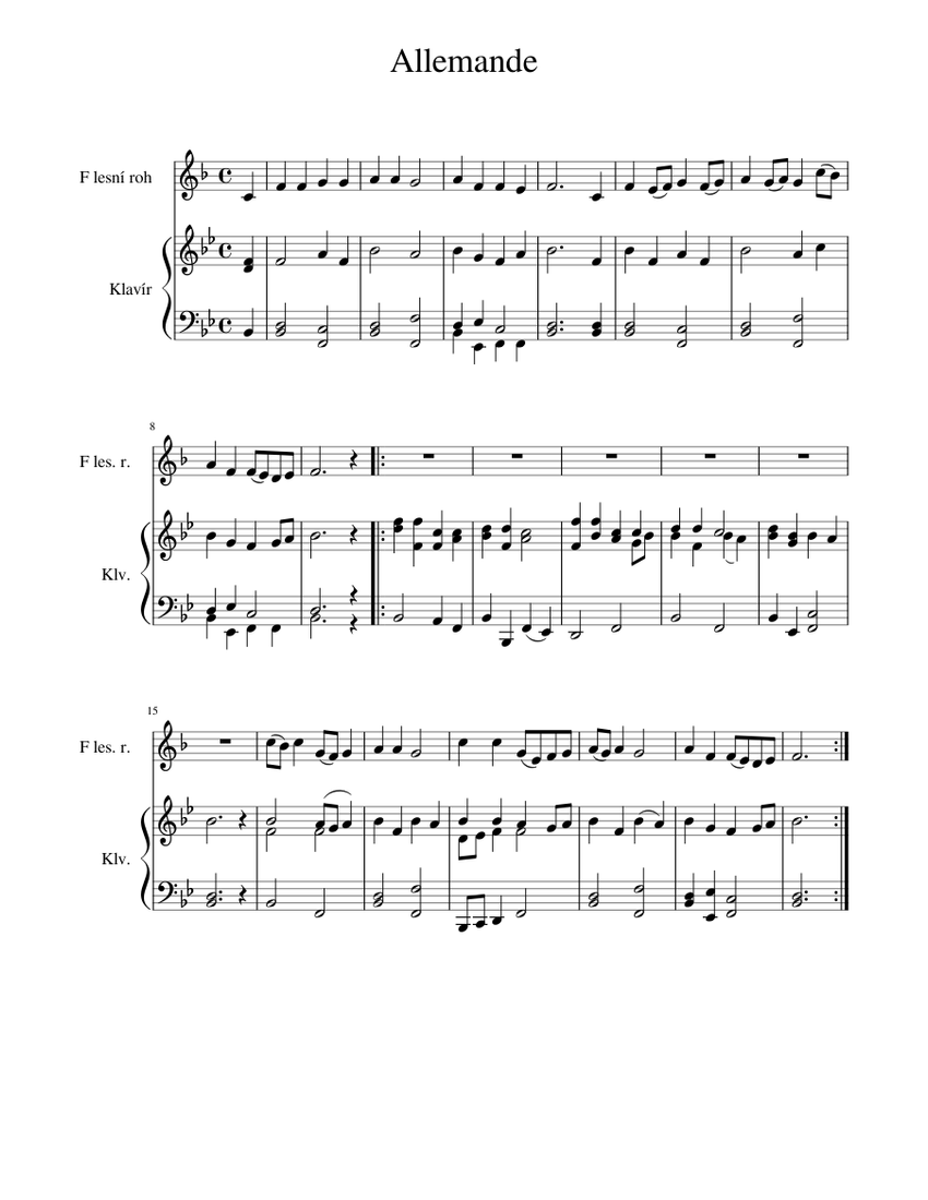 Allemande Sheet music for Piano, French horn (Solo) | Musescore.com