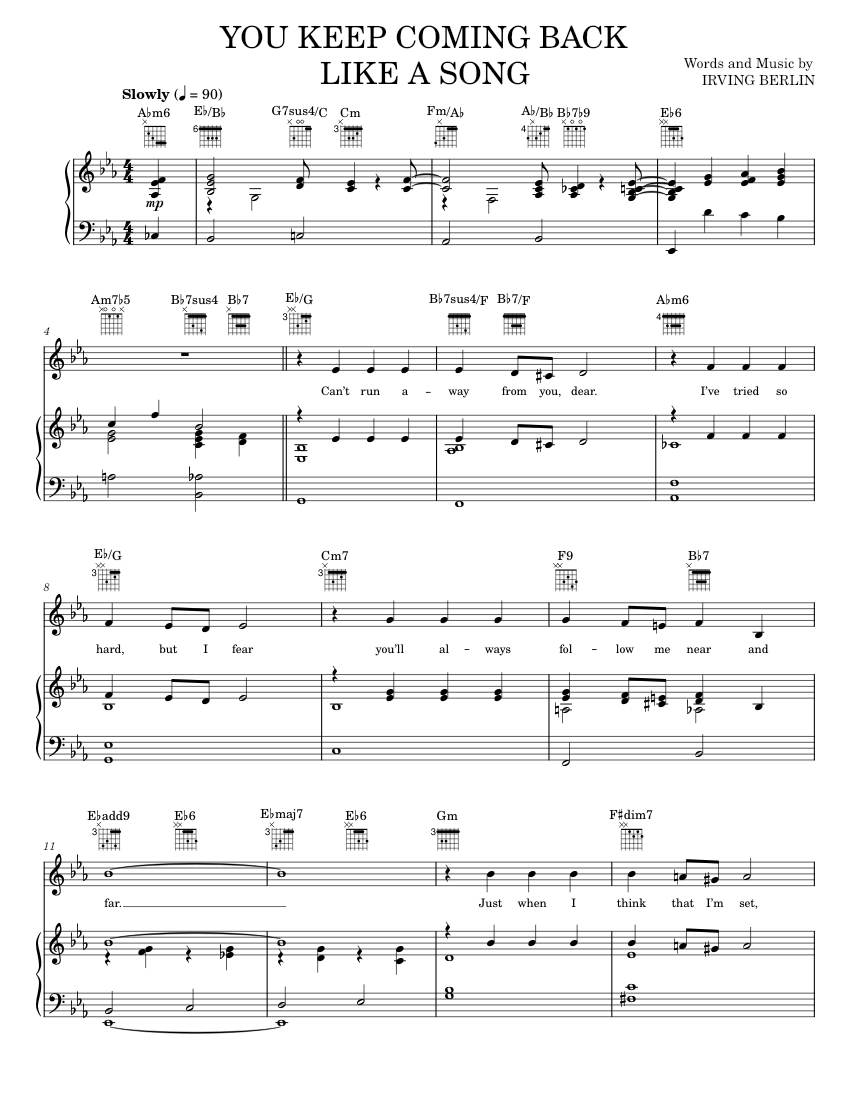 You Keep Coming Back Like A Song Sheet music for Piano, Vocals: Music Notes
