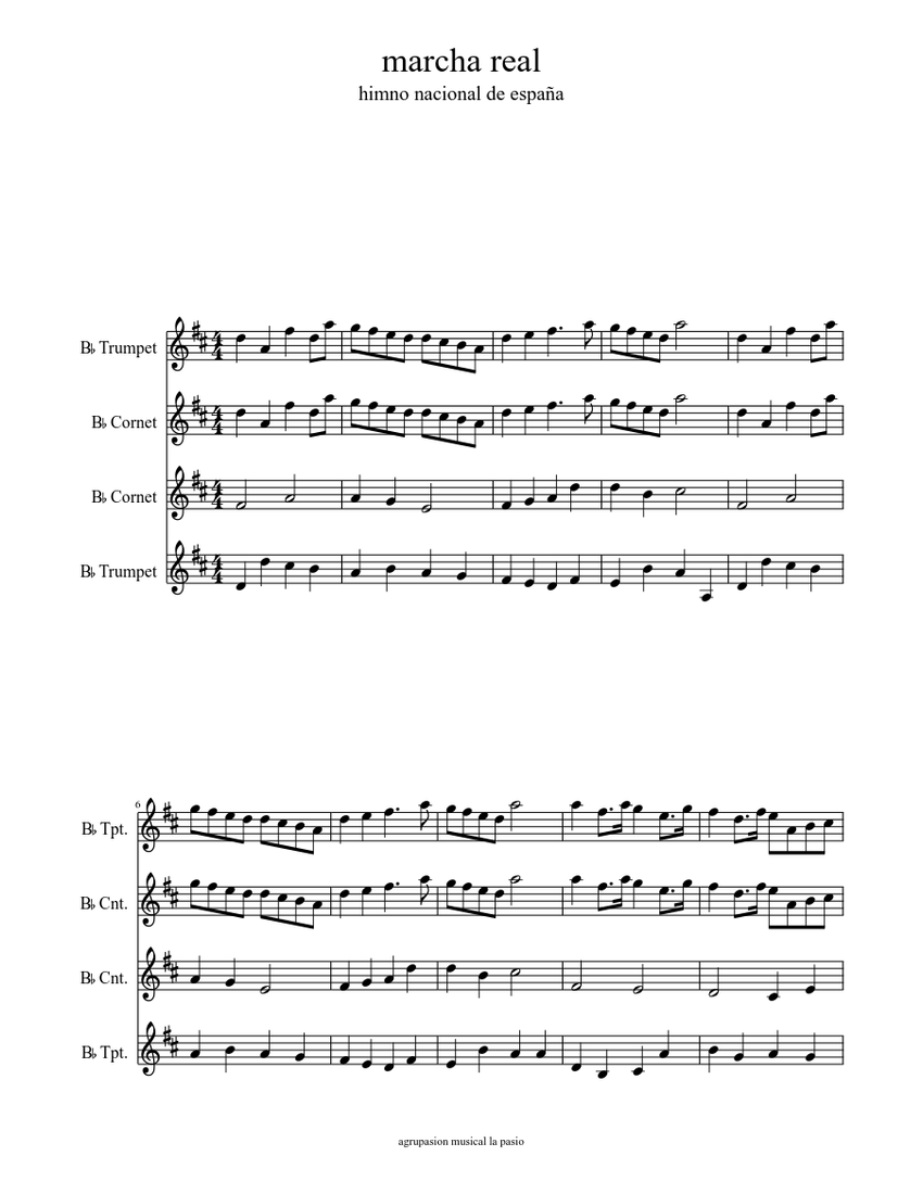 marcha real española Sheet music for Trumpet other (Brass Duet ...