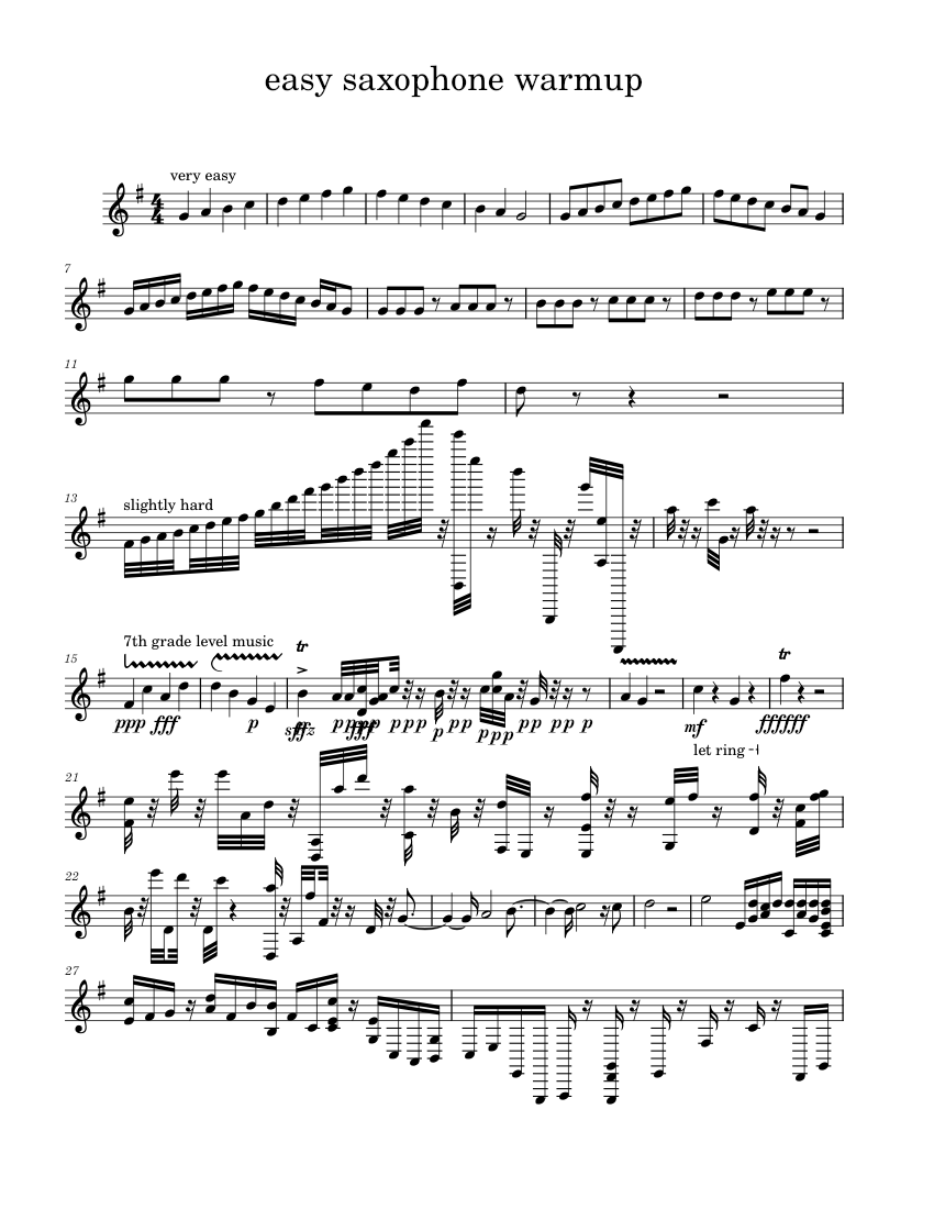 easy saxophone warmup Sheet music for Saxophone alto (Concert Band ...