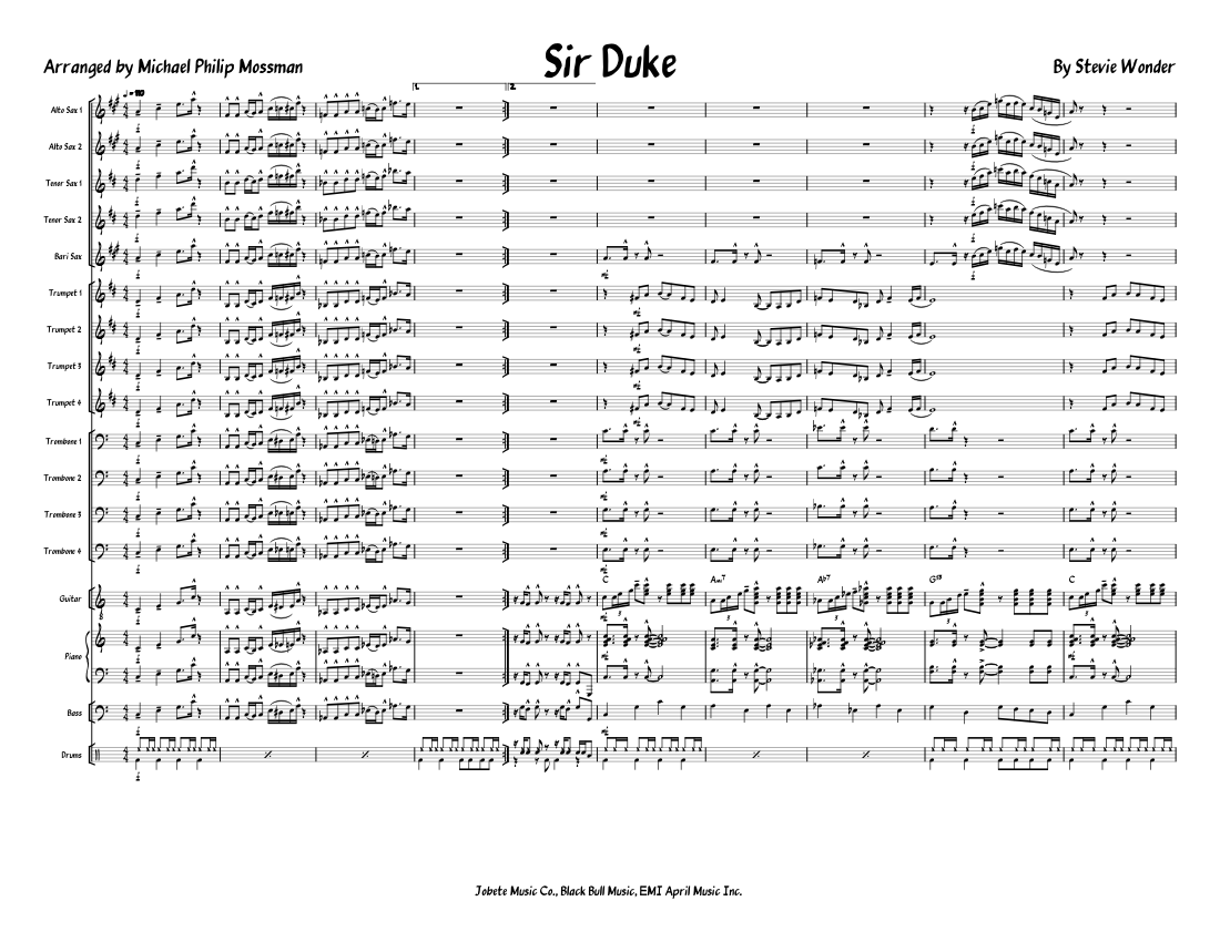 Sir Duke Sheet music for Piano, Trombone, Saxophone alto, Saxophone ...