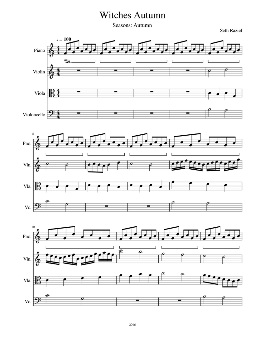 Witches Autumn Orchestral Sheet music for Piano, Violin, Viola, Cello ...