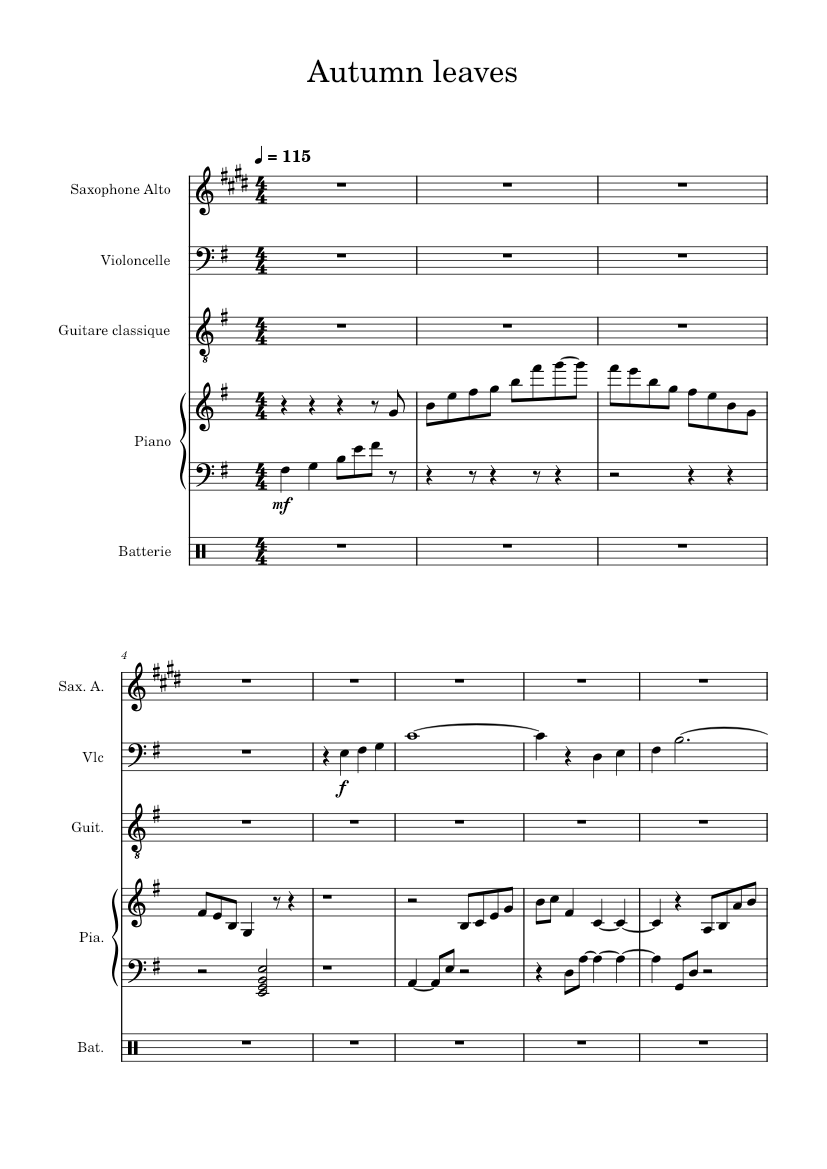 Autumn leaves – Joseph Kosma AUTUMN LEAVES Sheet music for Piano ...