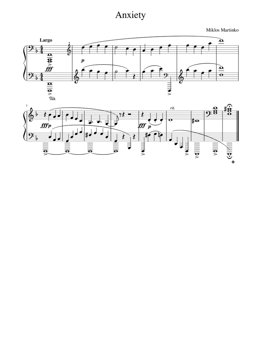 Anxiety Sheet music for Piano (Solo) Easy | Musescore.com